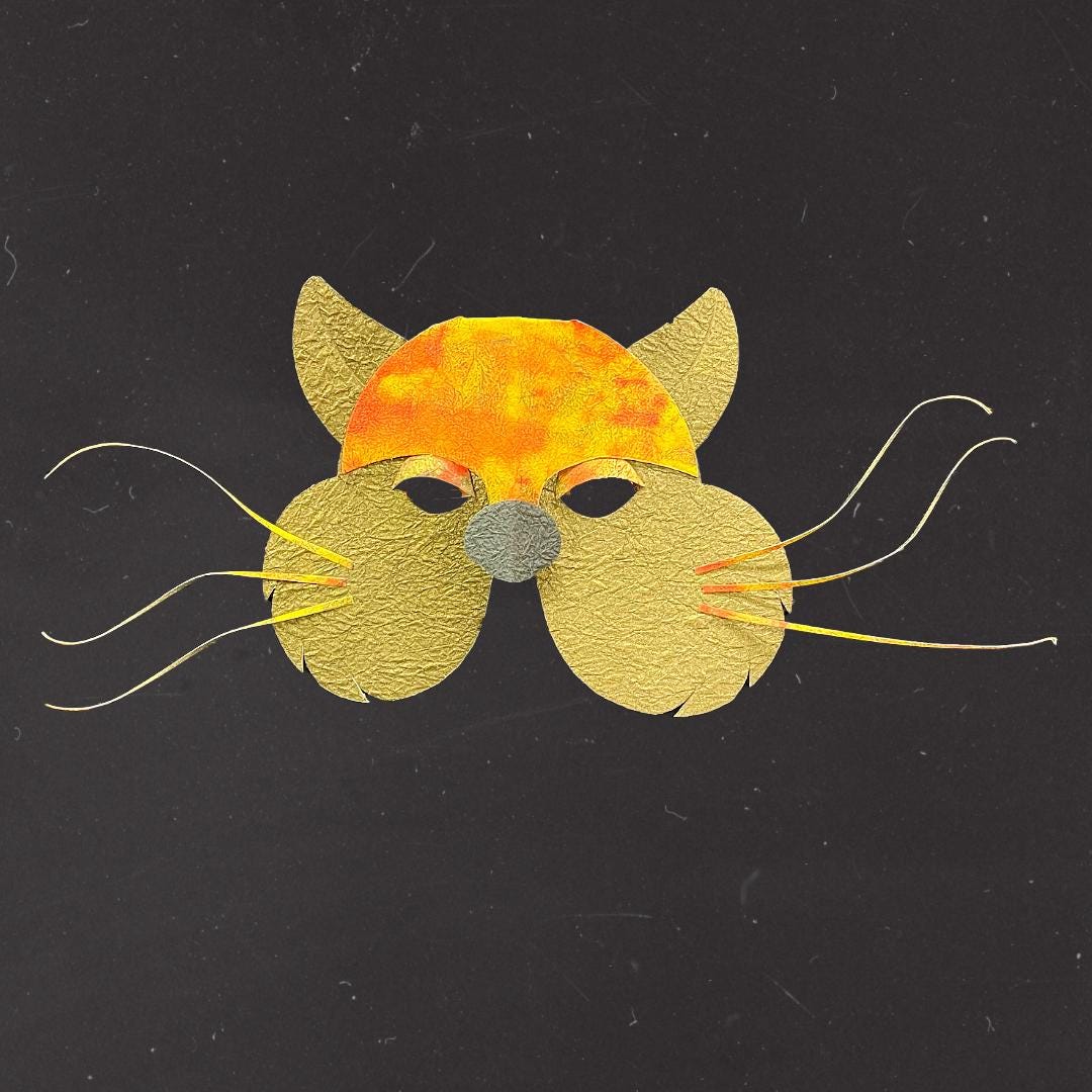 Golden Cat Domino Mask / Paper Sculpture - Etsy