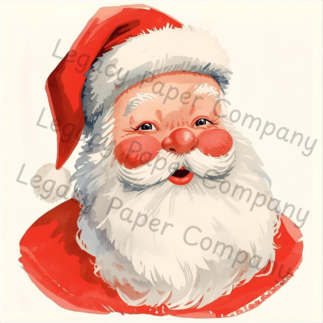 Vintage Santa Clipart PNG, Retro Christmas Illustration (300 DPI) - Etsy