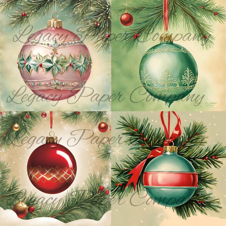 Shiny Brite Vintage Christmas Ornaments Clipart - Etsy