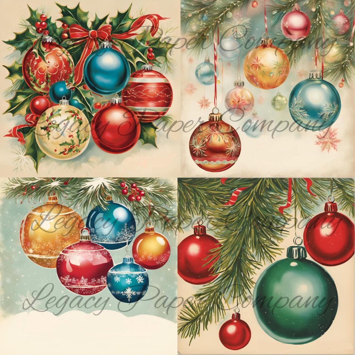 Shiny Brite Vintage Christmas Ornaments Clipart - Etsy