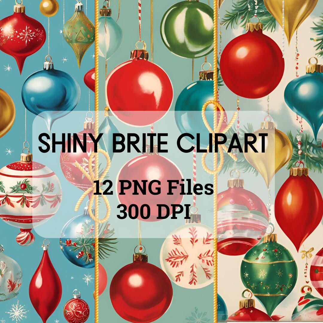 Shiny Brite Vintage Christmas Ornaments Clipart - Etsy