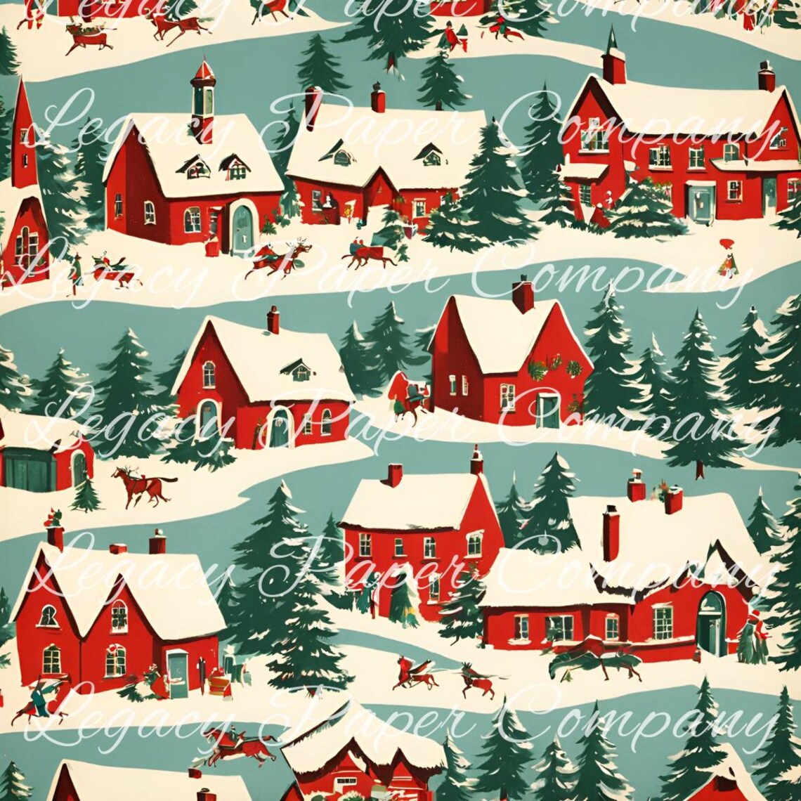 Vintage, Retro Digital Christmas Wallpaper Wrapping Paper - Etsy