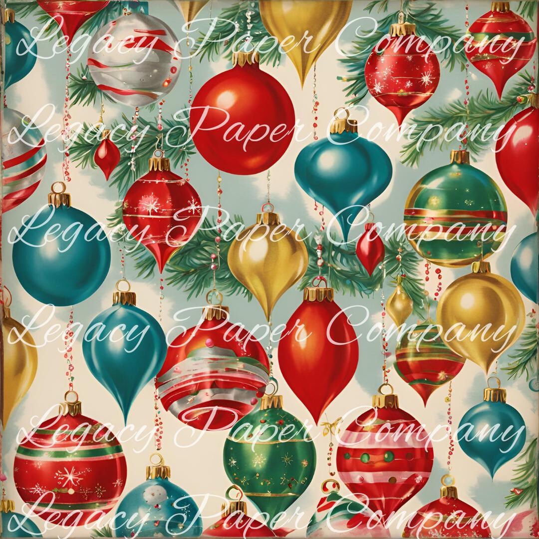 Vintage, Retro Digital Christmas Wallpaper Wrapping Paper - Etsy