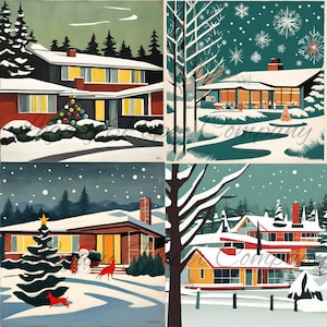 Mid Century Modern Christmas Clipart - Etsy