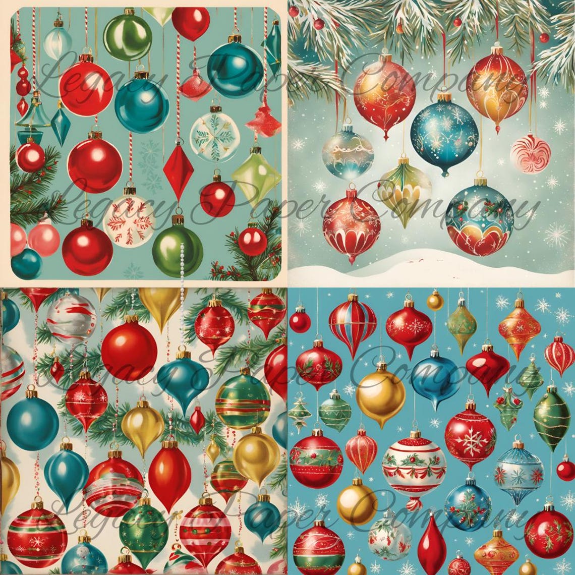 Shiny Brite Vintage Christmas Ornaments Clipart - Etsy