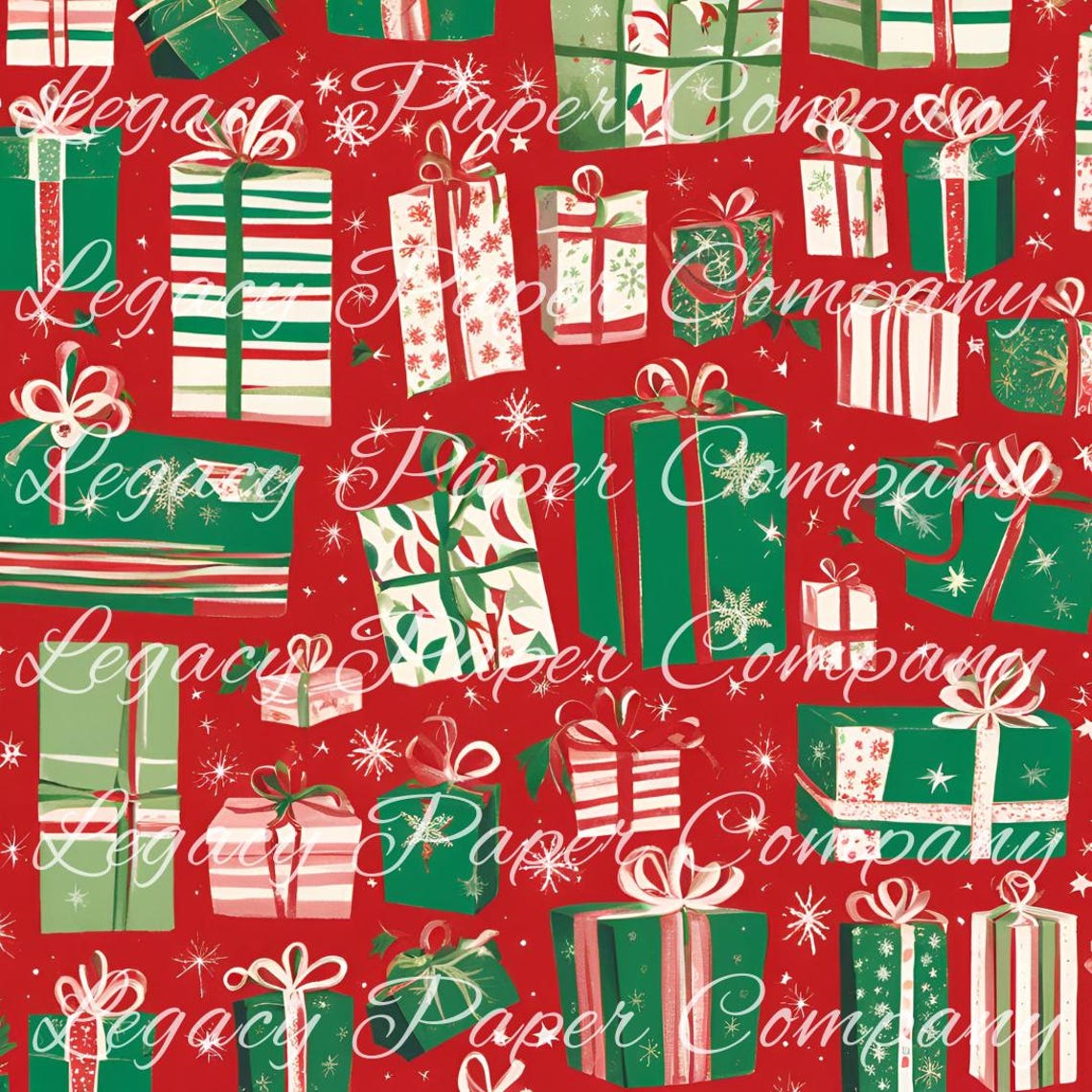 Vintage, Retro Digital Christmas Wallpaper Wrapping Paper - Etsy