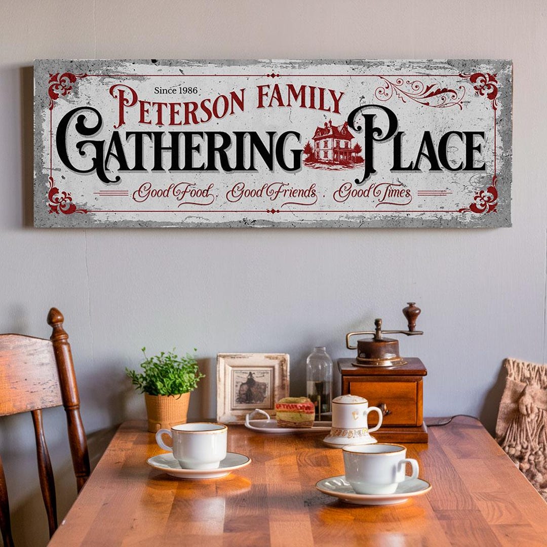 Personalized Family Gathering Place Sign Custom Canvas for Bbqs, Movie ...