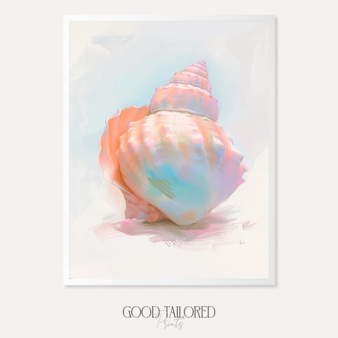 Pastel Seashell Watercolor Art | Soft Coastal Wall Decor | Serene Beach ...