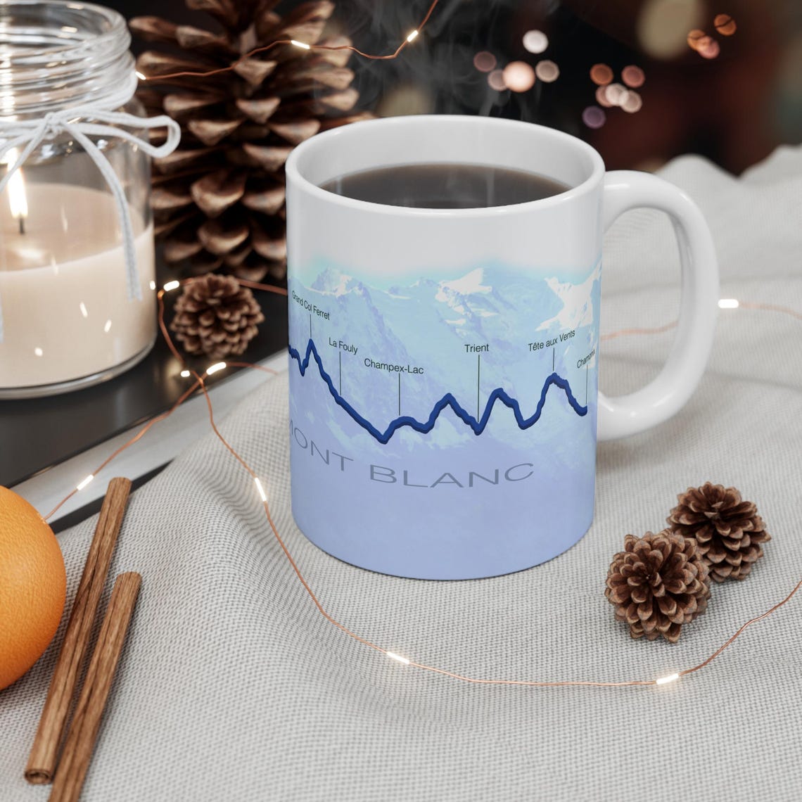 Tour Du Mont Blanc Elevation Profile Mug 11oz, Hiking Coffee Cup ...