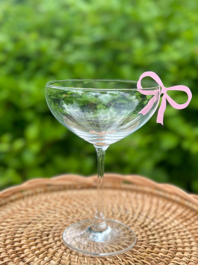 Pink Bow Acrylic Drink Tag, Bow Drink Clip, Bow Drink Tag, Bow Drink ...