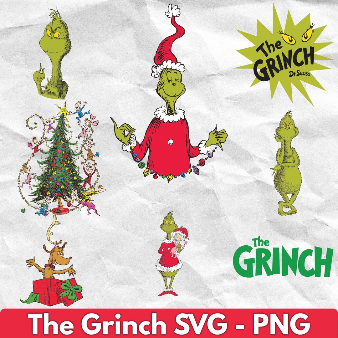 Grinch SVG Bundle, Christmas Grinch Cut Files, Funny Grinch Faces SVG ...