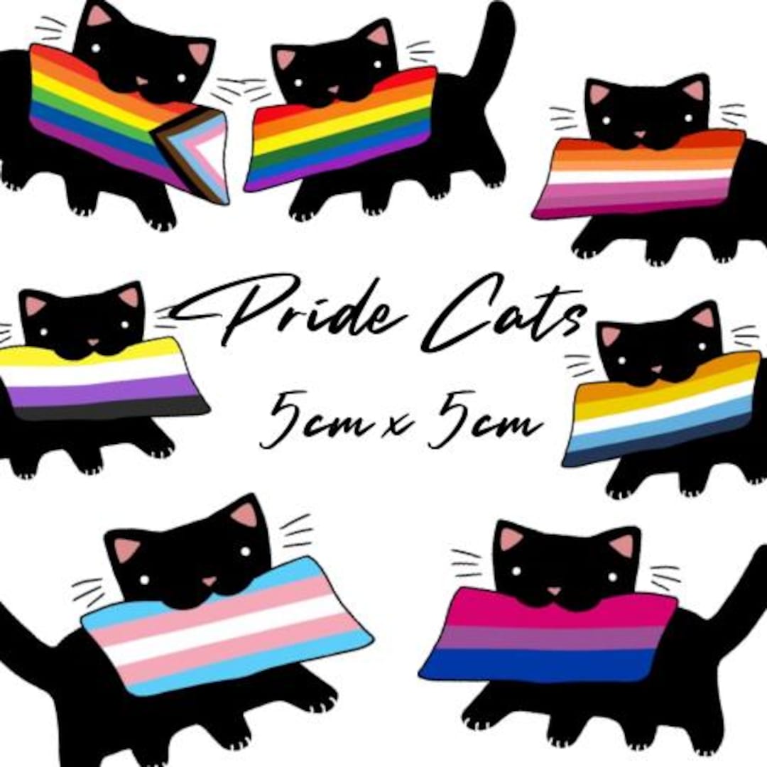 Cat Pride Stickers | LGBTQ+ Cats | Cute Cat Vinyl Stickers | Feline ...