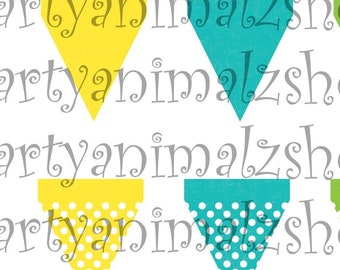 Printable Summertime Soiree 8" Teal and Yellow Pennant Banner Party ...