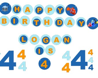 Printable Finding Nemo Happy Birthday Banner Party Decorations | Etsy ...