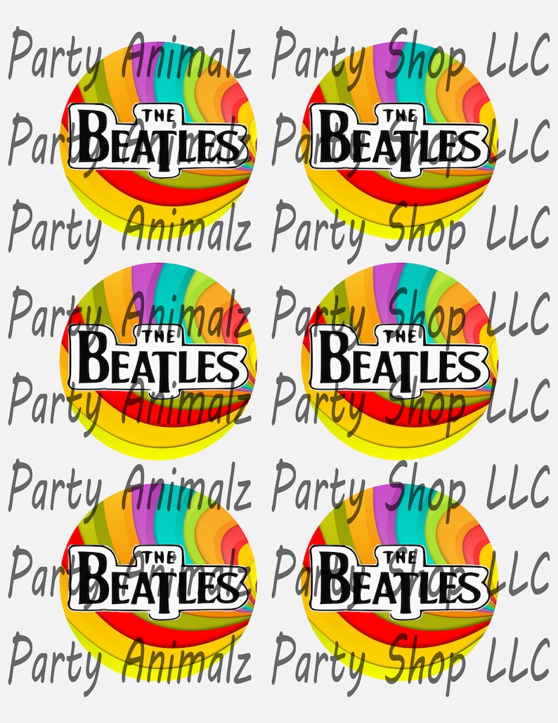 Printable Neon Beatles Sign Cupcake Toppers Party Decorations - Etsy