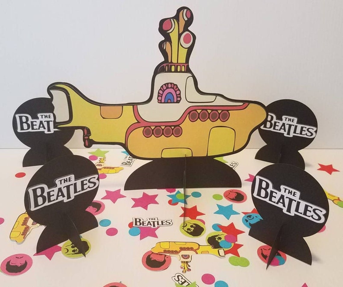 Printable Small Beatles Black Sign Standing Centerpiece Party | Etsy