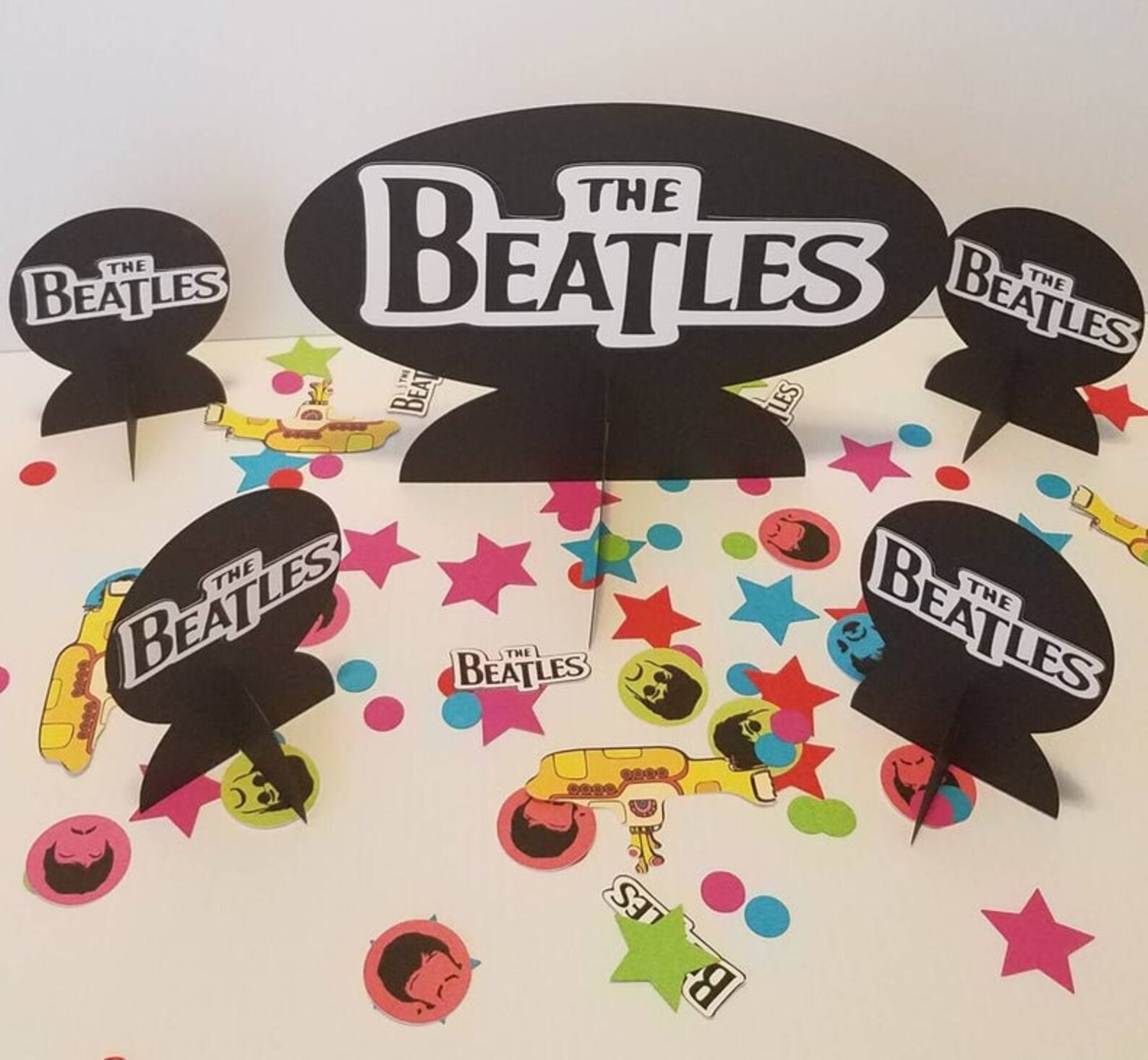 Printable Small Beatles Black Sign Standing Centerpiece Party | Etsy