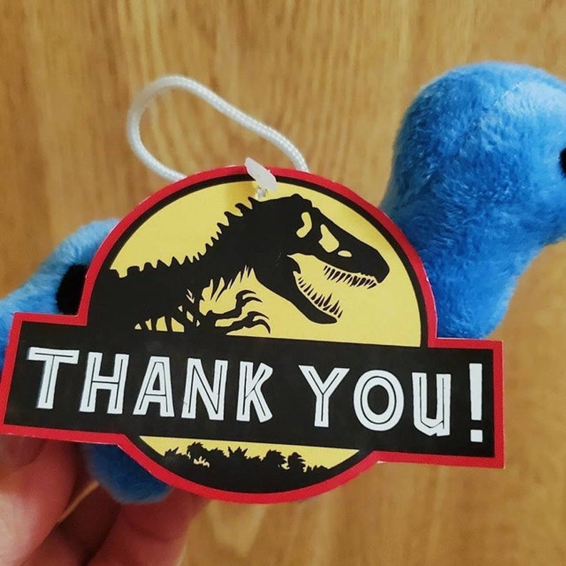 Printable Jurassic Park Thank You Tags For Party Favors Etsy