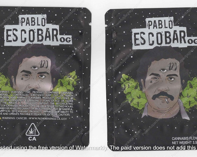 Pablo Escobar OG 3.5g Cali Packs Resealable Mylar Bags EMPTY - Etsy