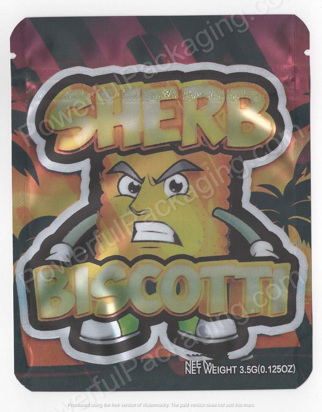 Sherb Biscotti 3.5g Cali Packs Resealable Mylar Bags EMPTY - Etsy
