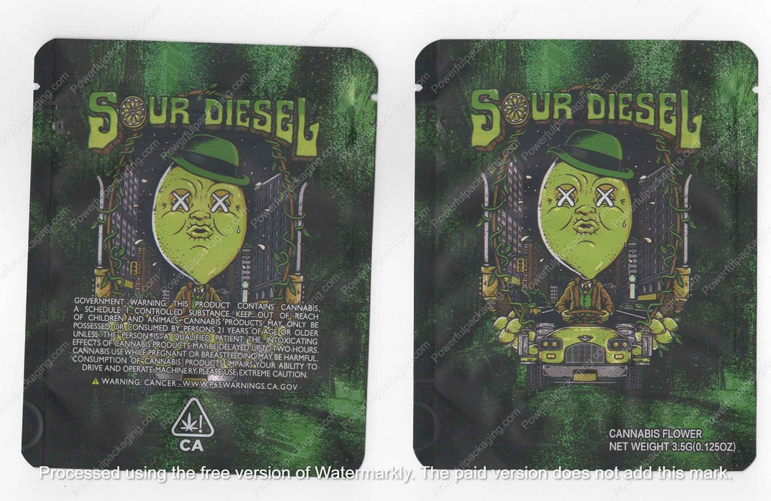 Sour Diesel 3.5g Cali Packs Resealable Mylar Bags EMPTY - Etsy