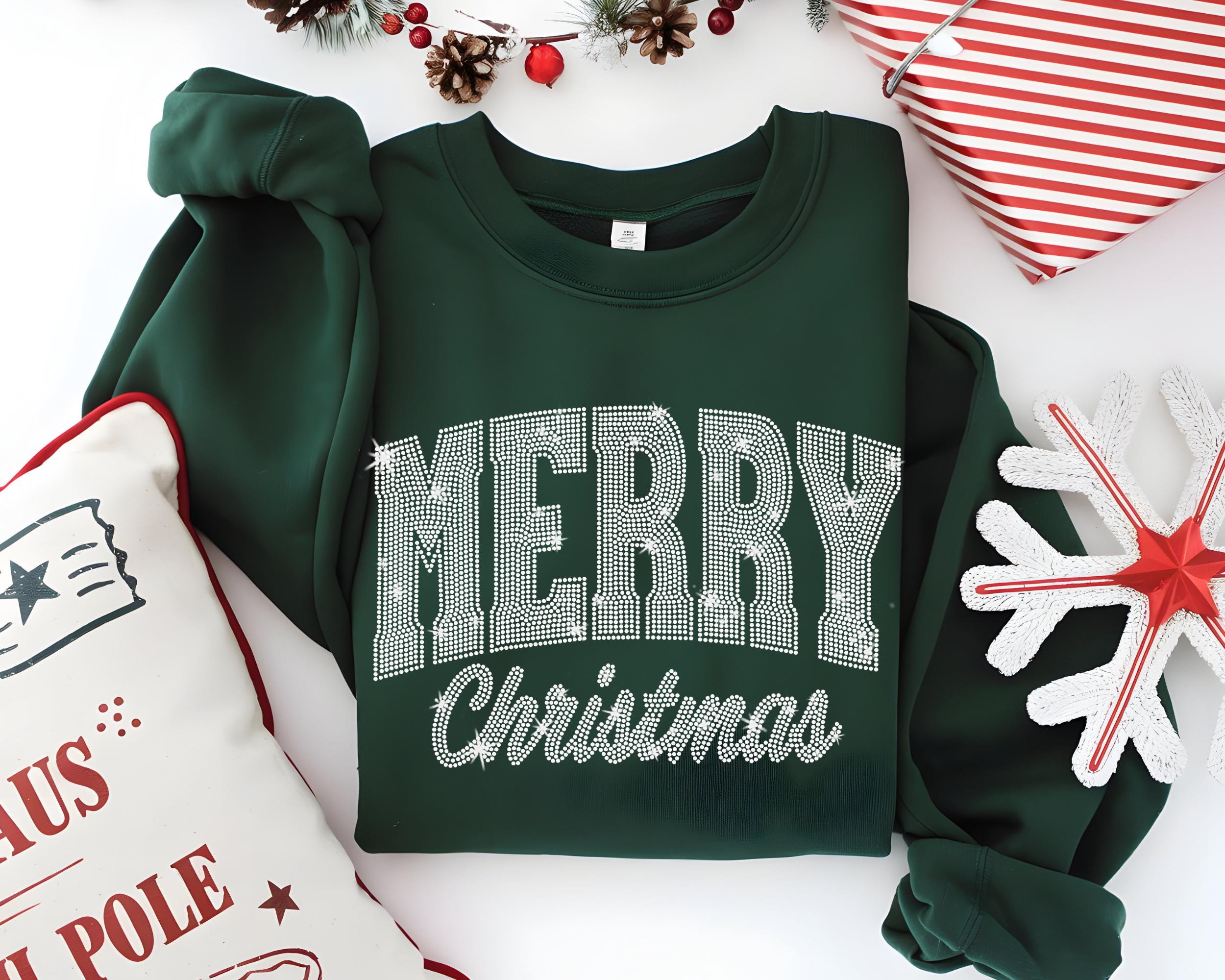 Sparkly Merry Christmas Sweatshirt, Christmas Bling Hoodie, Sparkly ...