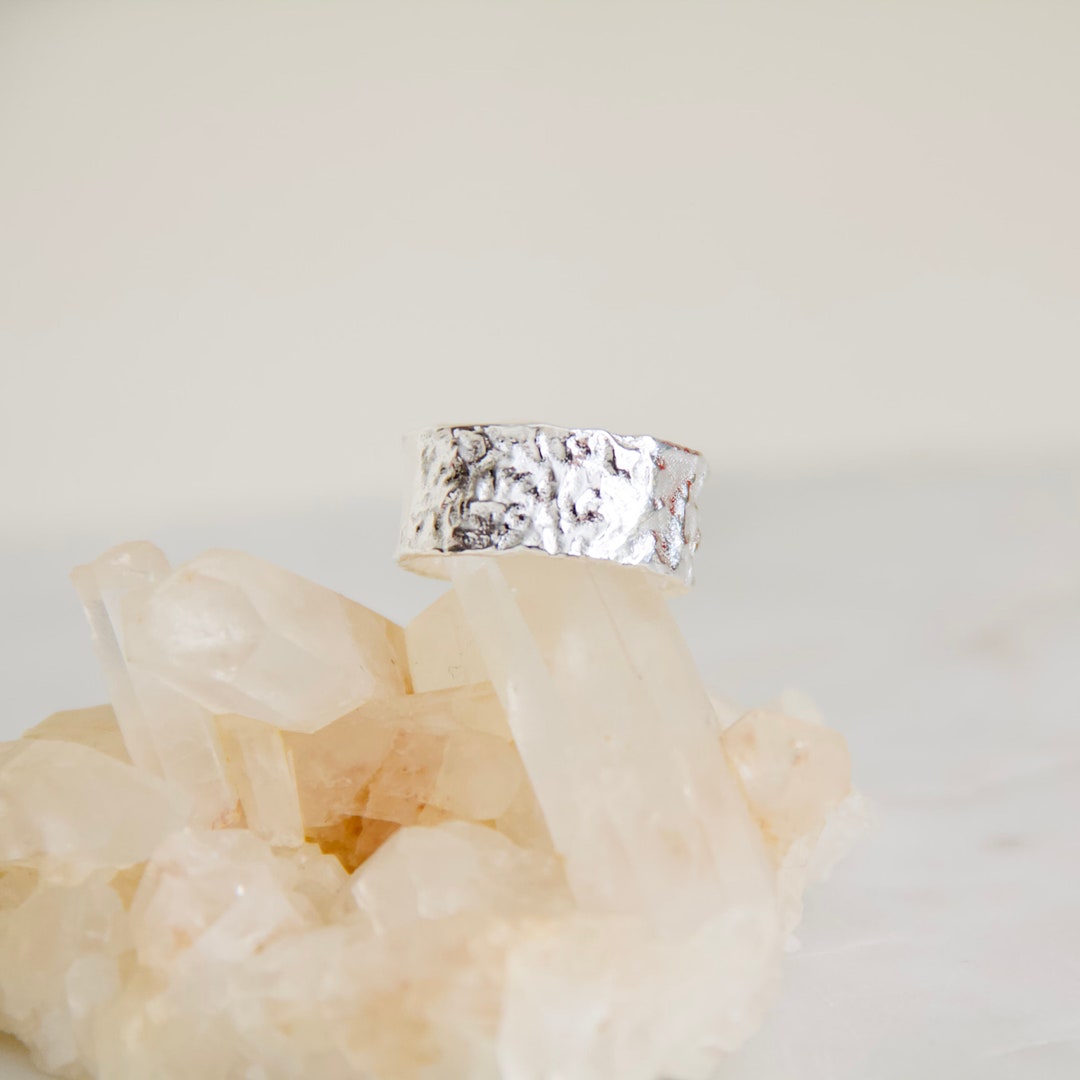 Hammered Cuff Ring - White Gold - Etsy