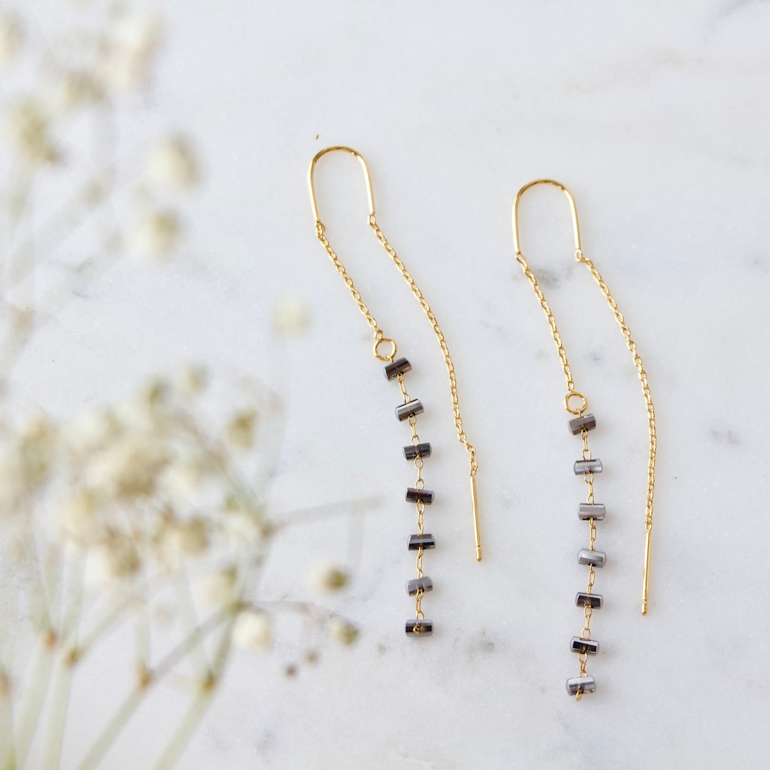 Titanium Beaded Threader Earrings - Etsy