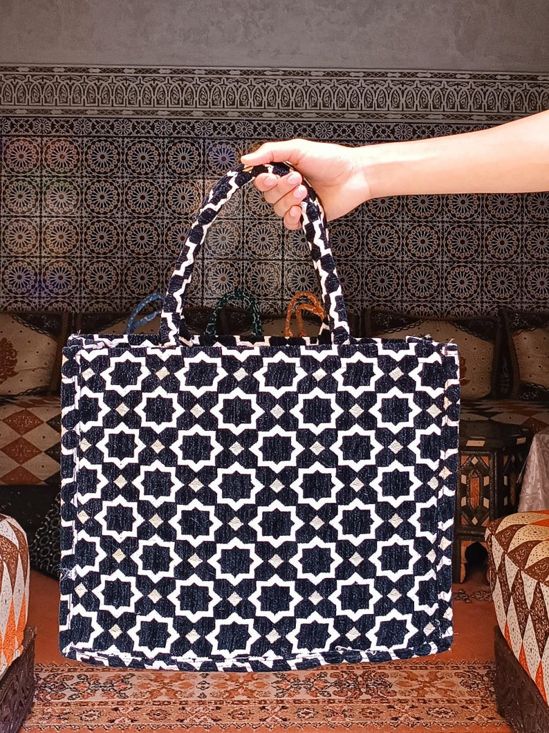 Handmade Moroccan Tote Bag: Zellij Tile Design, Eco-friendly - Etsy