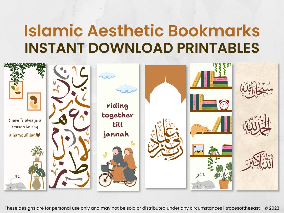 6 Aesthetic Islamic Bookmark Set ,friendship Bookmark Printables ...
