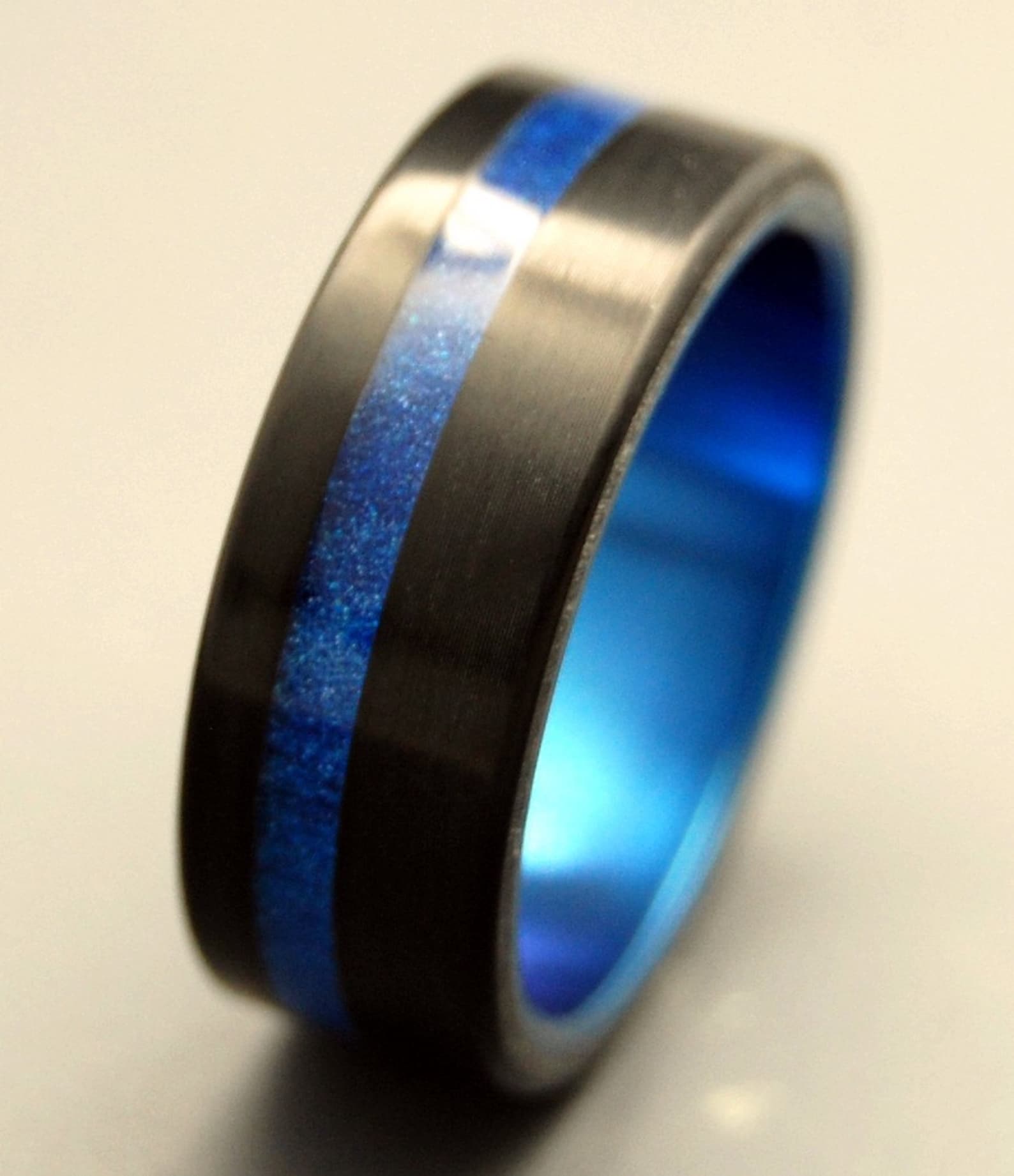Black Rings Titanium Ring Titanium Resin Wedding Band Blue - Etsy