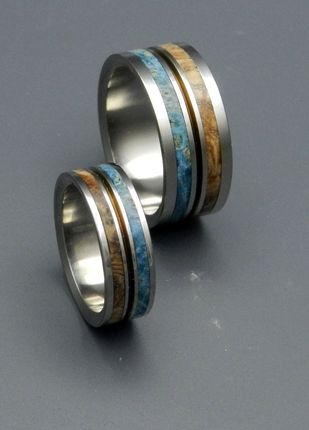 Titanium wedding ring wedding band wooden ring men's | Etsy