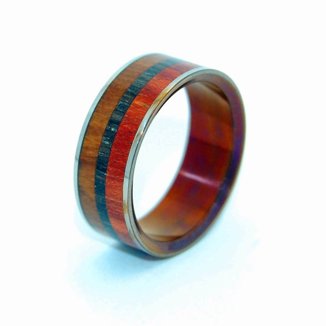 Unique Ring, Titanium Wedding Rings, Wooden Wedding Rings, Koa Wood ...
