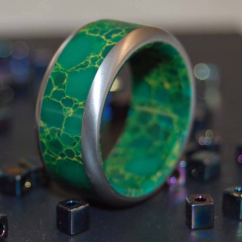 Mens Ring, Jade Ring, Titanium Ring, Jade, Mens Ring, Womens Ring ...