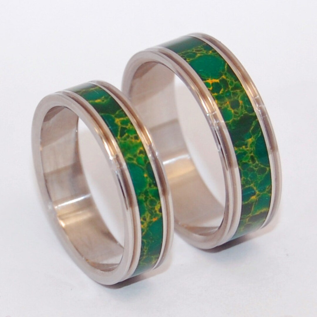 Wedding Rings, Inox Steel, Egyptian Jade, Eco-friendly Ring, Titanium ...
