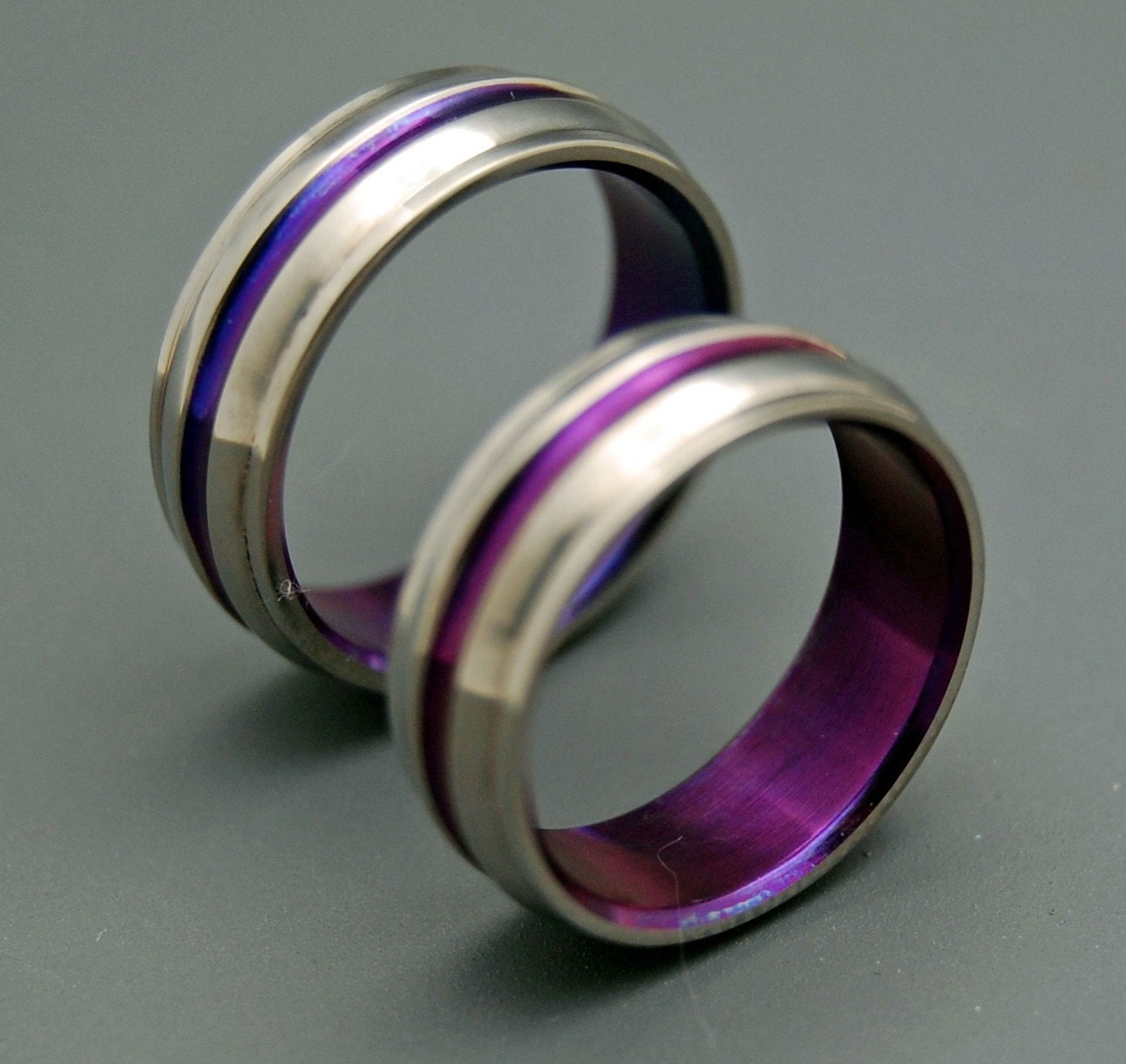 Titanium Wedding Bands wedding rings titanium rings purple | Etsy