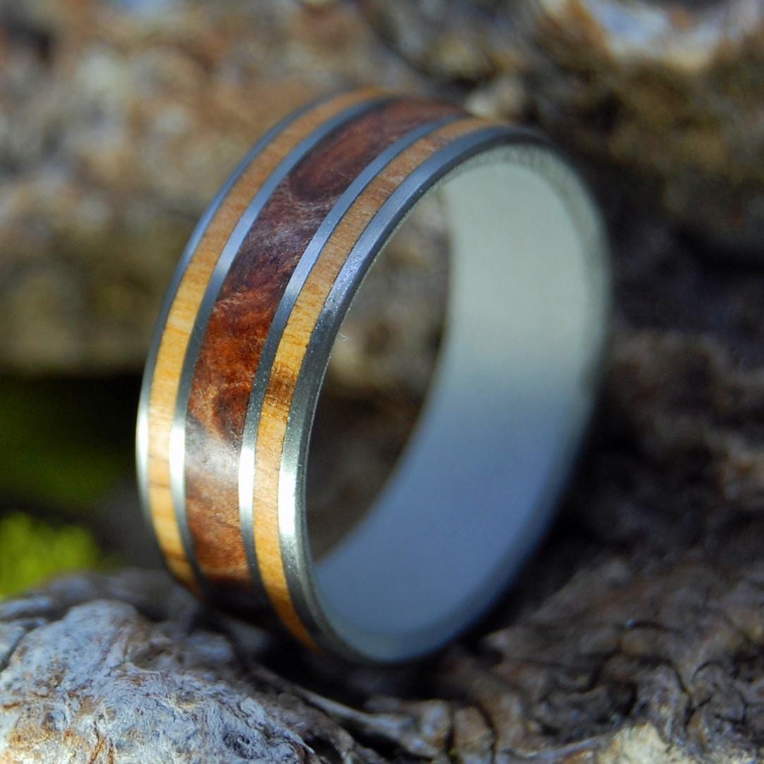 Wood Ring, Titanium Ring, Titanium Wedding Band, Olive Wood, Mens Ring ...