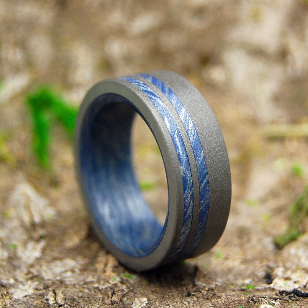 Mens Ring, Blue Rings, Wedding Rings, Titanium Rings, Wood Rings ...