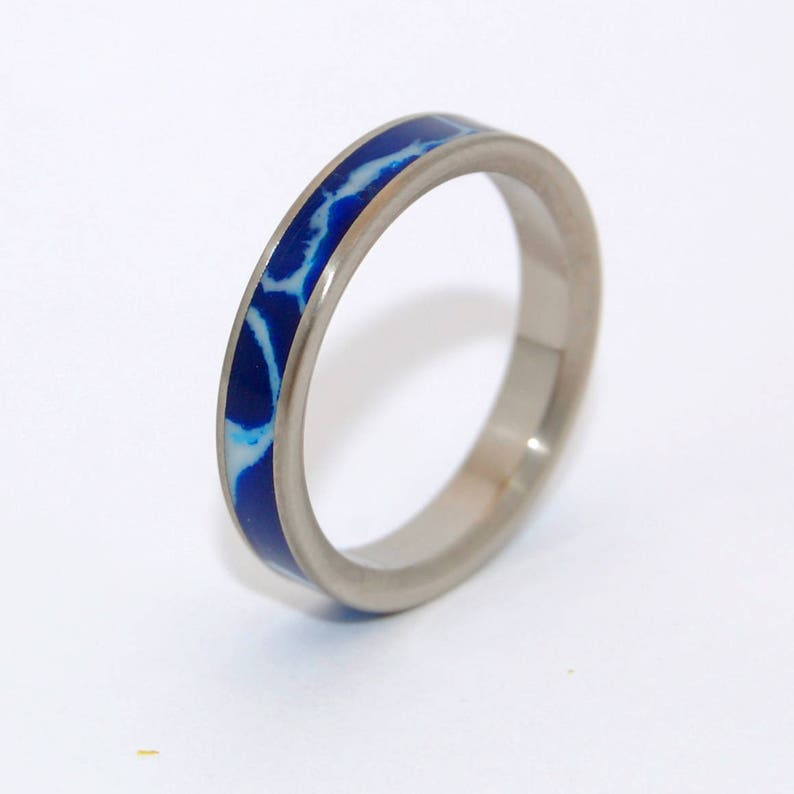 Cobalt Wedding Ring Blue Wedding Ring Titanium Rings Stone - Etsy