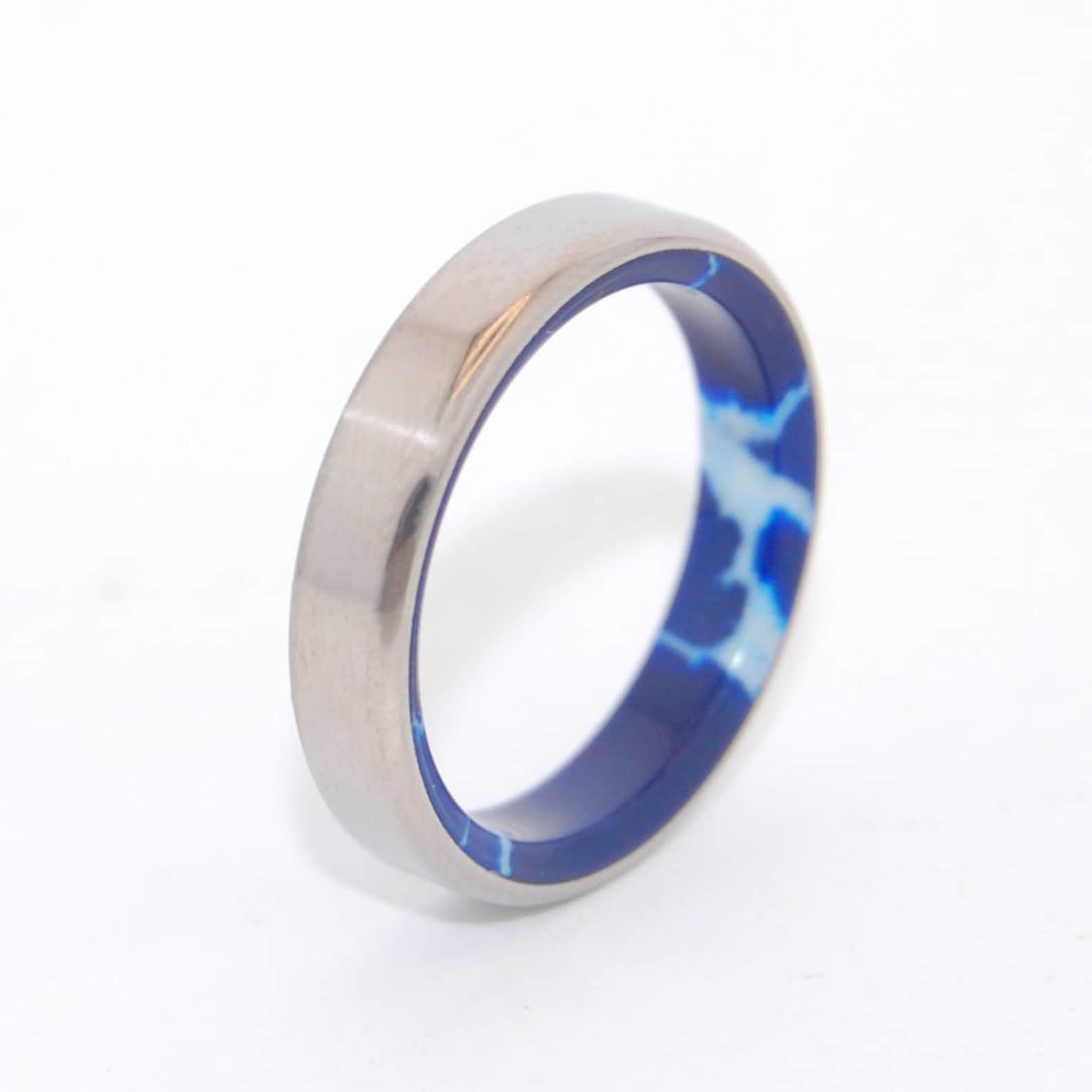 Titanium Wedding Ring, Cobalt Ring, Stone, Unique Wedding Ring, Men's ...
