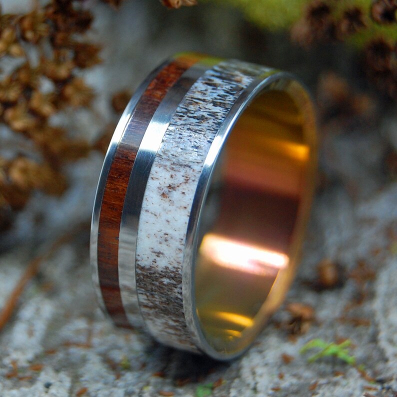 Moose Wedding Ring Antler Wooden Wedding Ring Moose Antler - Etsy