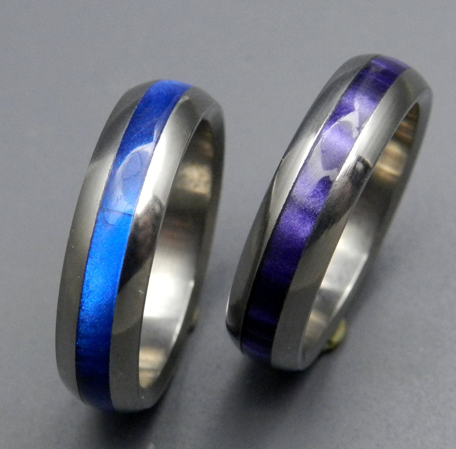 Titanium wedding ring Purple ring Blue ring choose your own | Etsy