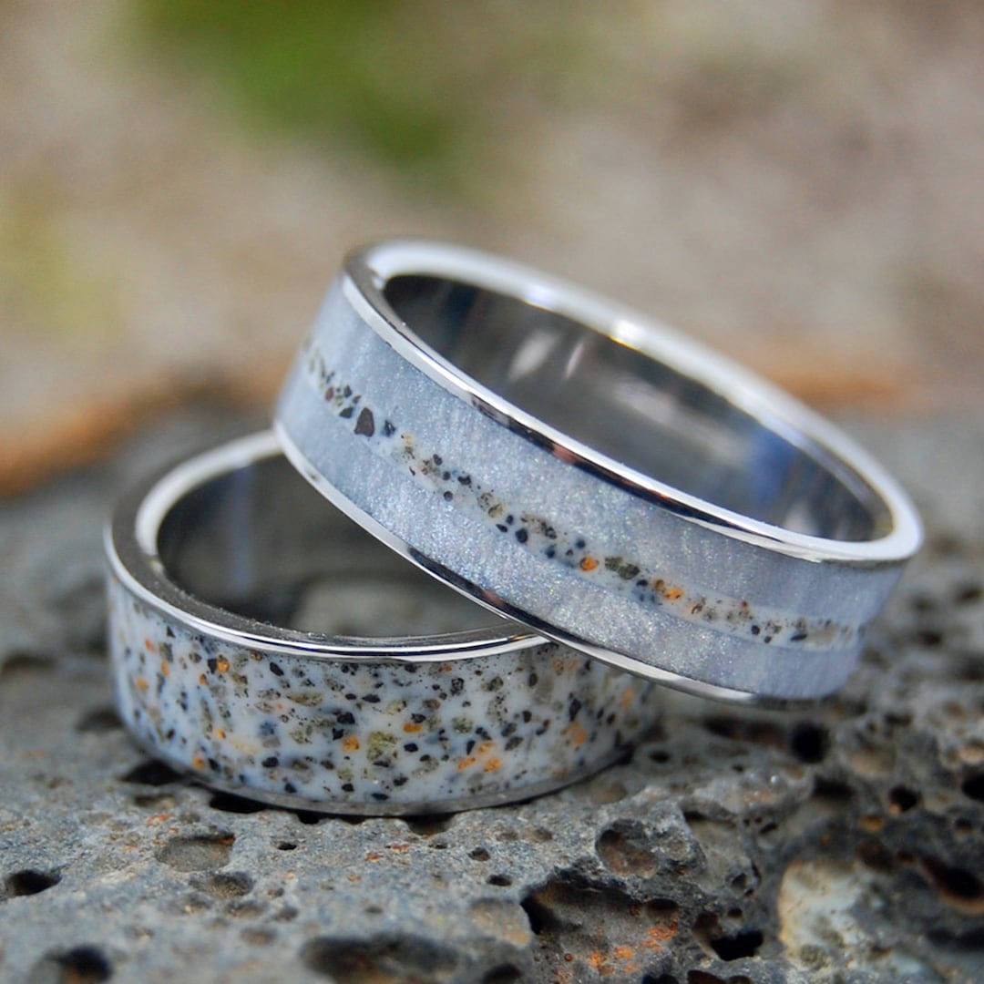 Wedding Rings, Beach Sand Rings, Mens Rings, Titanium Wedding Bands ...