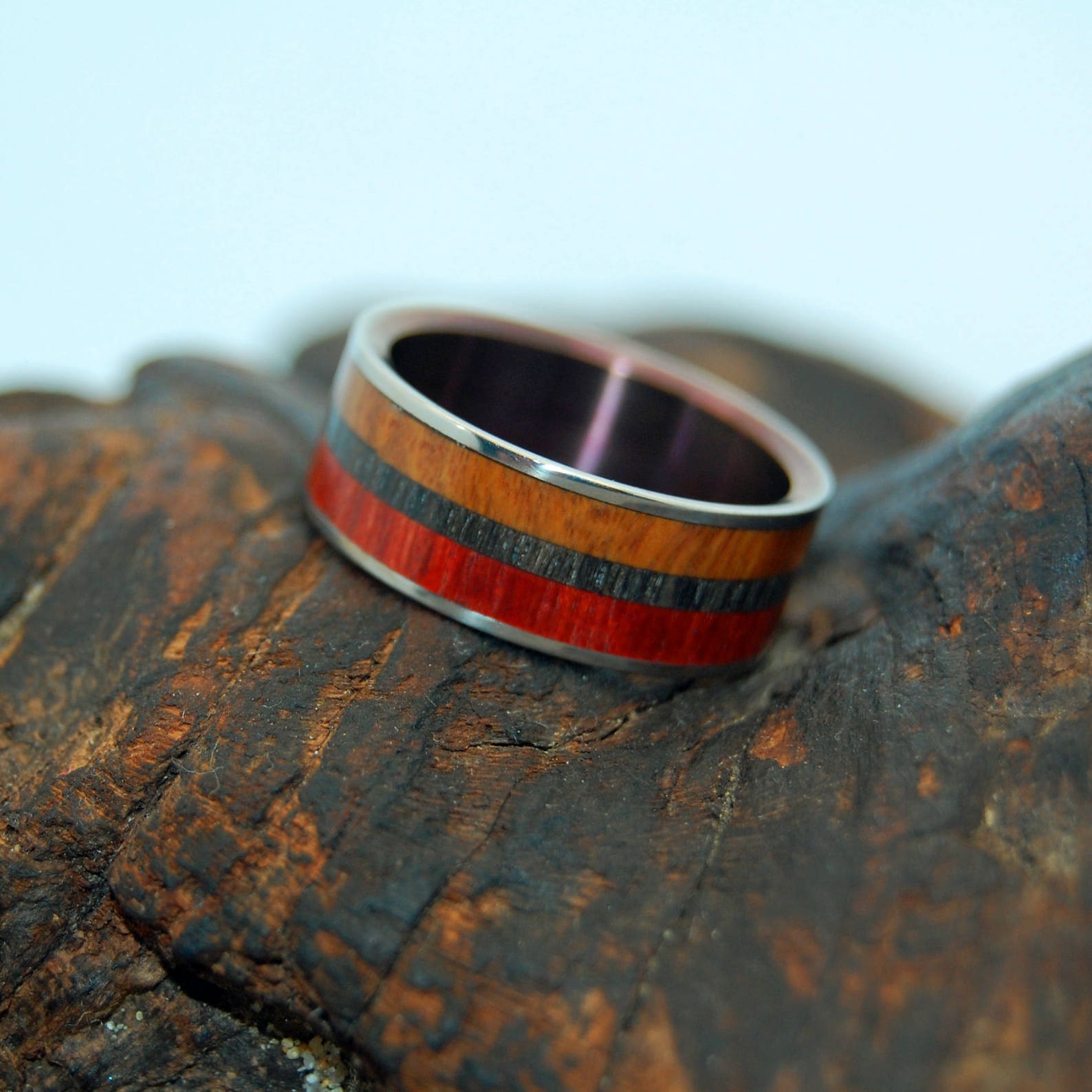 Unique Ring, Titanium Wedding Rings, Wooden Wedding Rings, Koa Wood ...