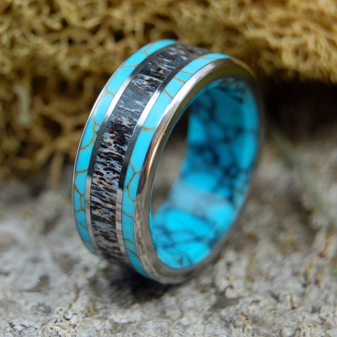 Moose Wedding Ring Antler Wooden Wedding Ring Moose Antler - Etsy