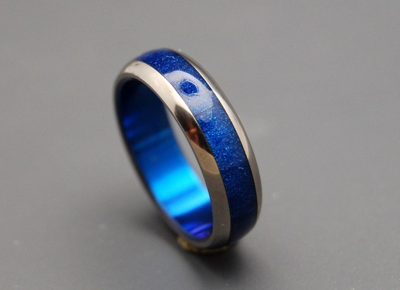 Titanium Wedding Ring Titanium Ring Blue Ring Something - Etsy