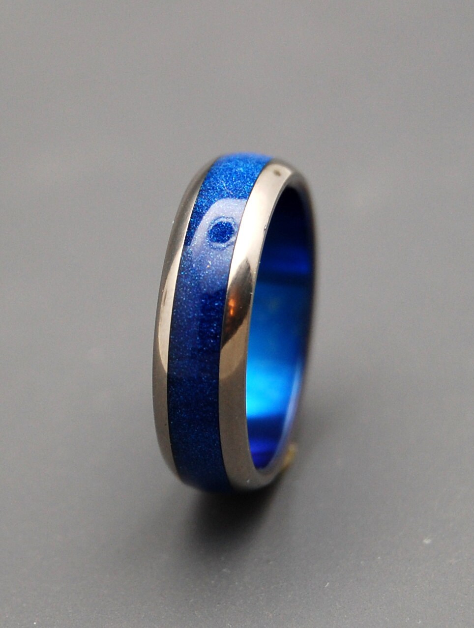 Titanium Wedding Ring Titanium Ring Blue Ring Something | Etsy