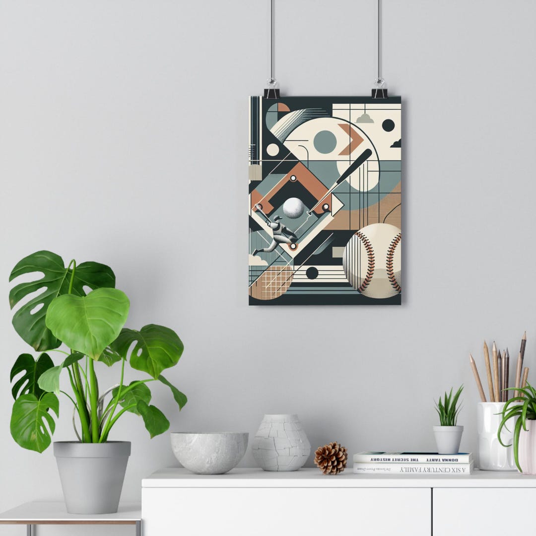 Geometric Baseball Art Print | Modern Sports Wall Decor - Etsy