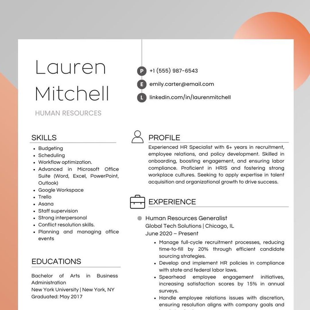 HR PACK Elegant Resumes Templates for Recruiters, Assistant, Talent ...