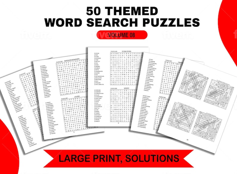 1000 Word Search Puzzles With Solutions Printable Word Game Bundle ...